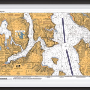 Seattle Map Art Print, Seattle Washington Noaa Nautical Chart Poster ...