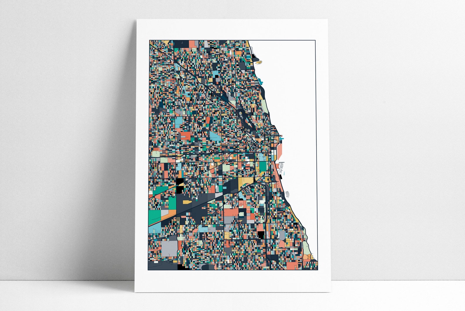 Chicago Abstract Art Travel Map Chicago Map Chicago Print - Etsy