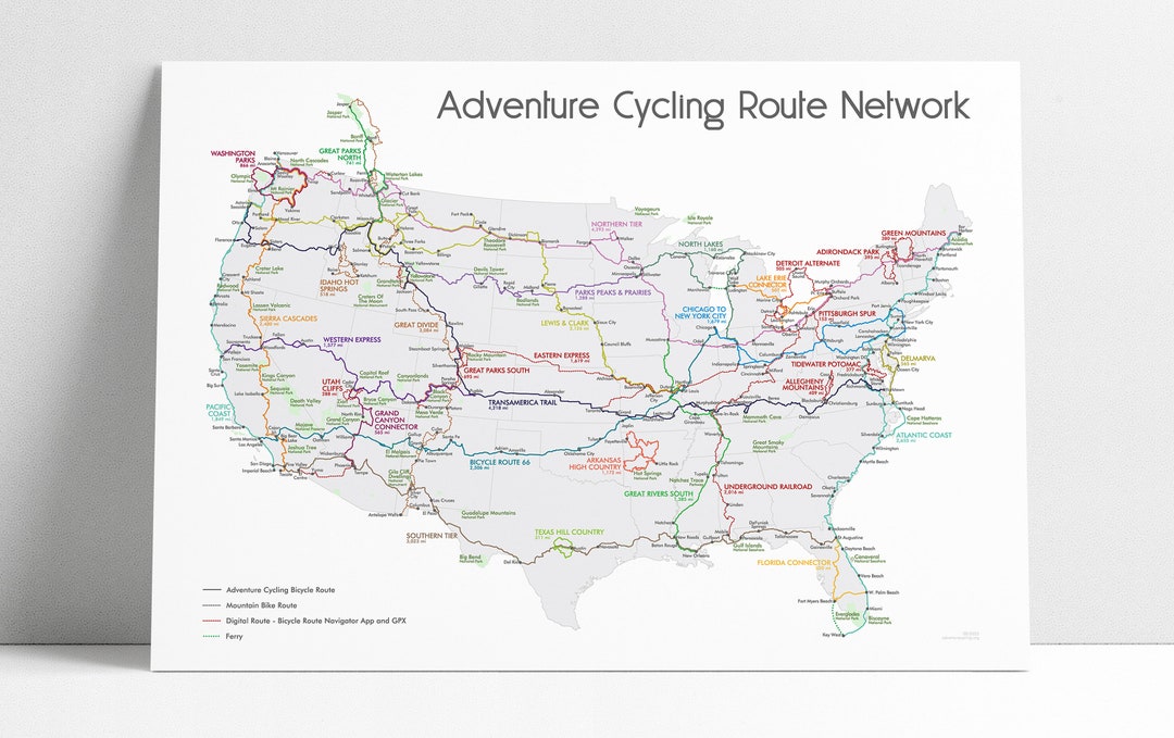 Adventure Cycling Route Network US Bicycle Routes Map Art Print - Etsy