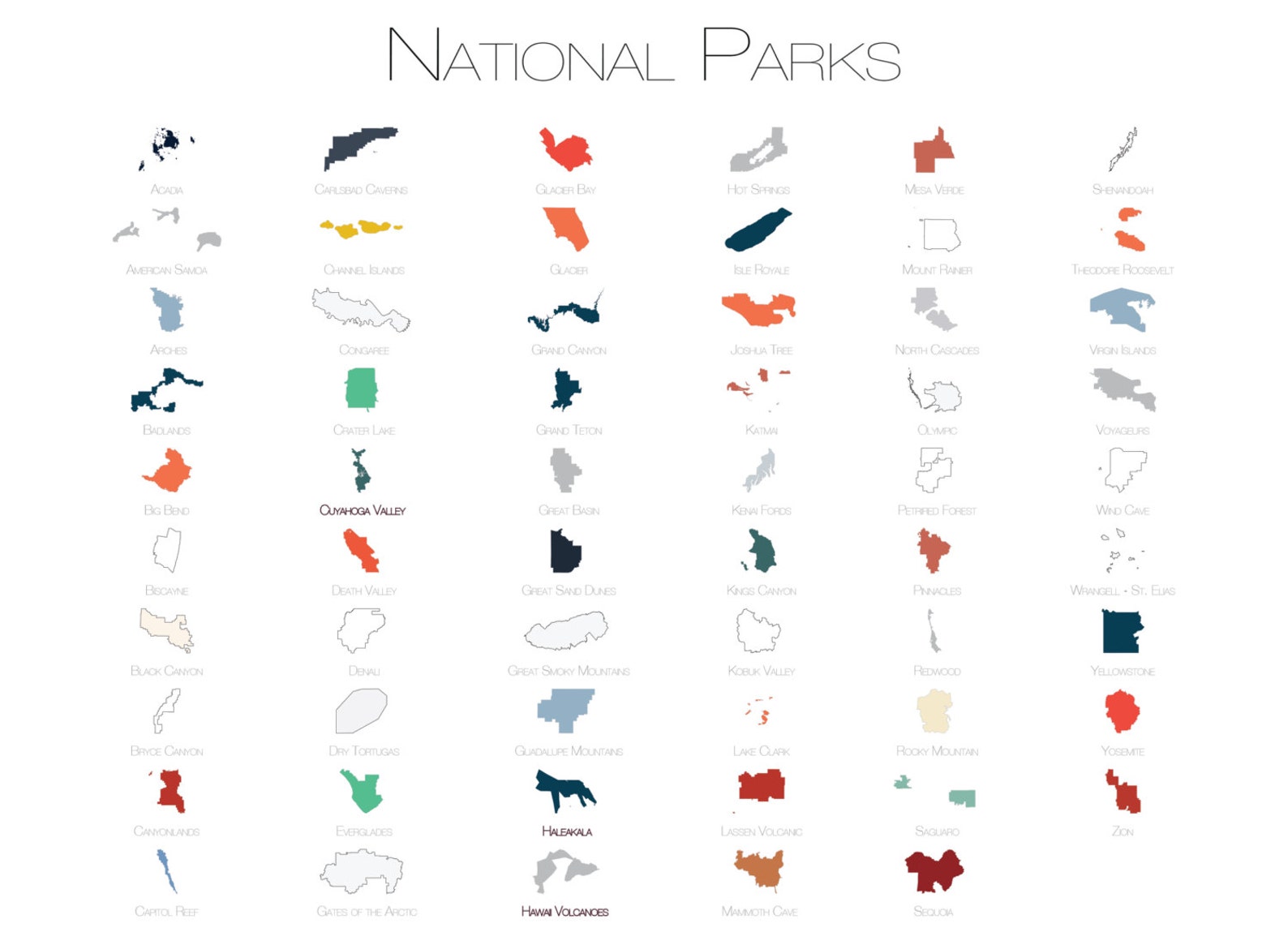 National Park National Park Poster National Park Map | Etsy