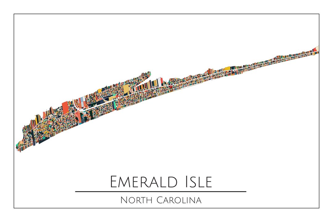 Emerald Isle NC Map Art Print Beach House EI Beach Home Decor Coastal ...