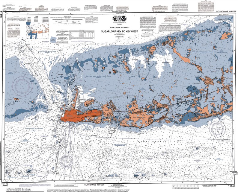 Florida Keys Nautical Chart Map Art Print Florida Keys Print - Etsy
