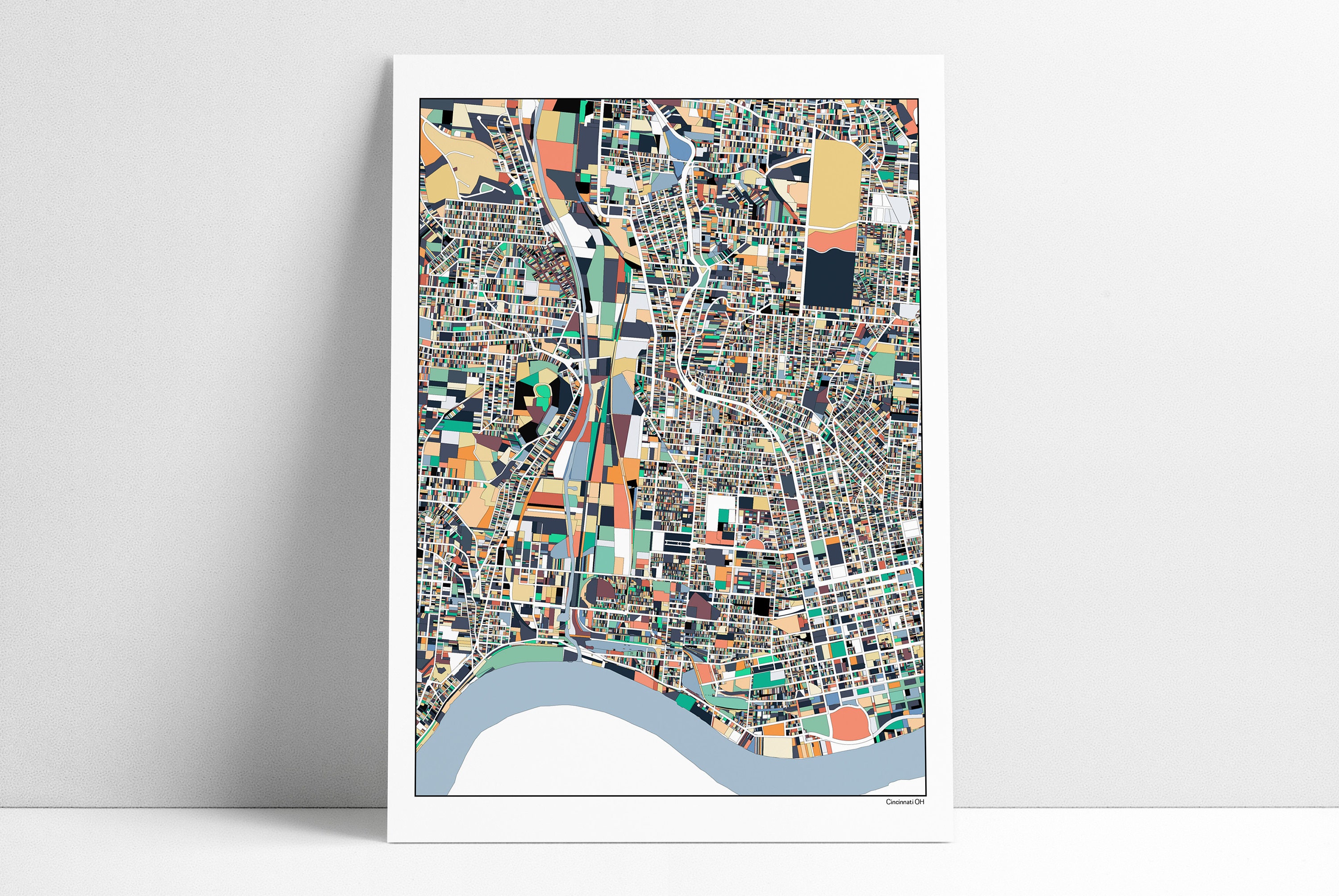 Cincinnati OH Abstract Map Art Print Cincinnati Art | Etsy