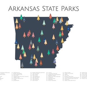 Arkansas State Parks Map List Poster - Etsy