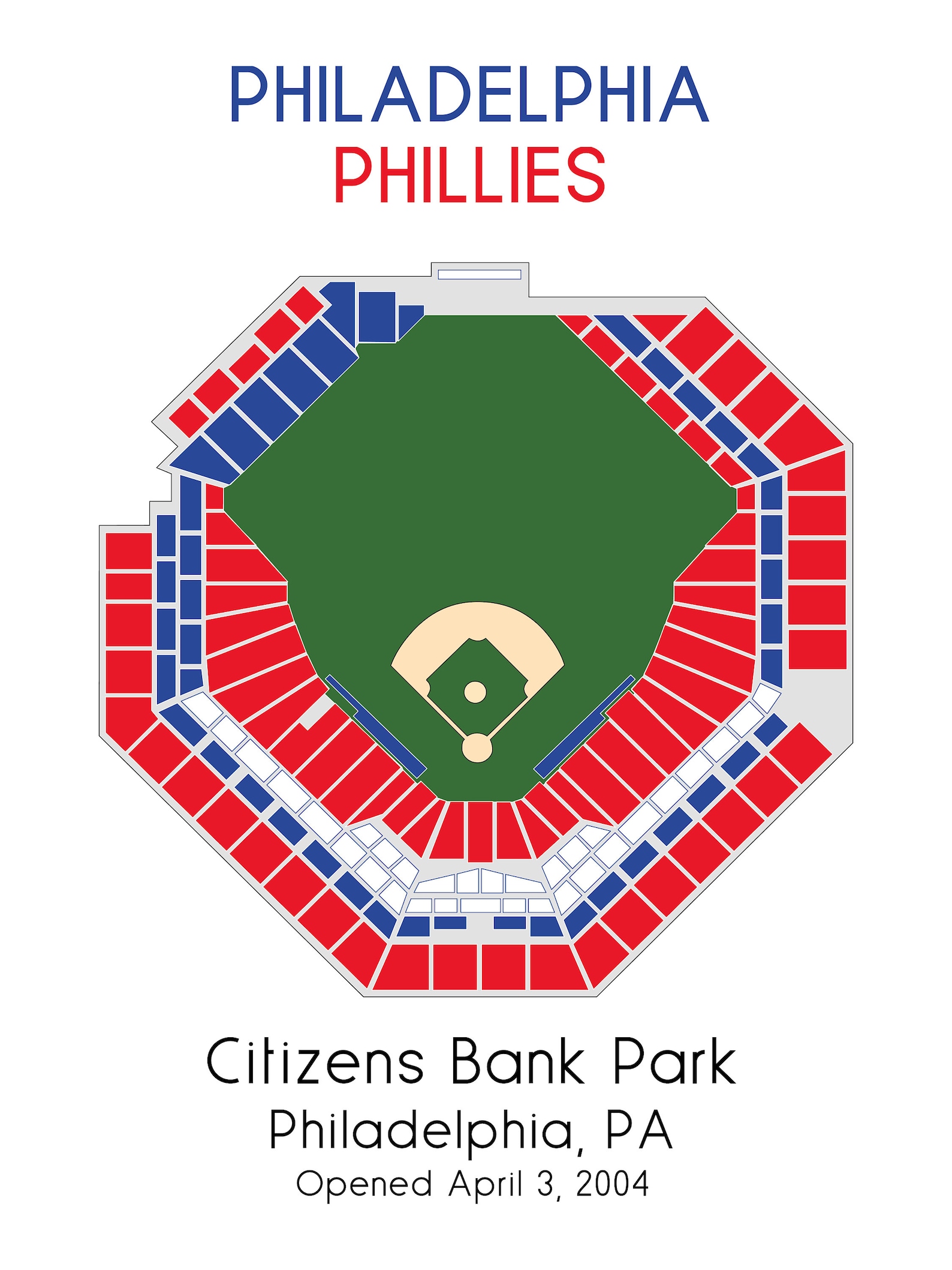 Philadelphia Phillies MLB Stadium Map Ballpark Map Baseball - Etsy