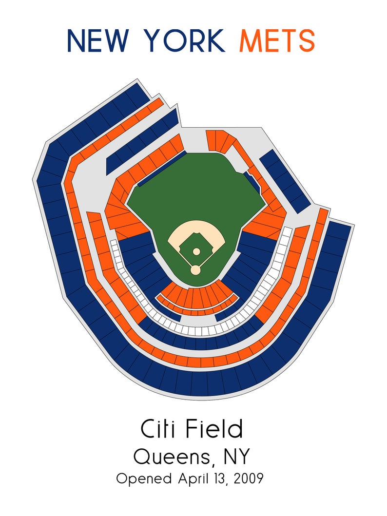 New York Mets MLB Stadium Map NY Mets Ballpark Map - Etsy