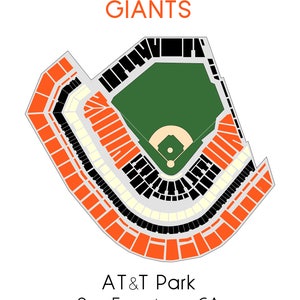 San Francisco Giants ATT Park, MLB Stadium Map, Ballpark Map, Baseball ...