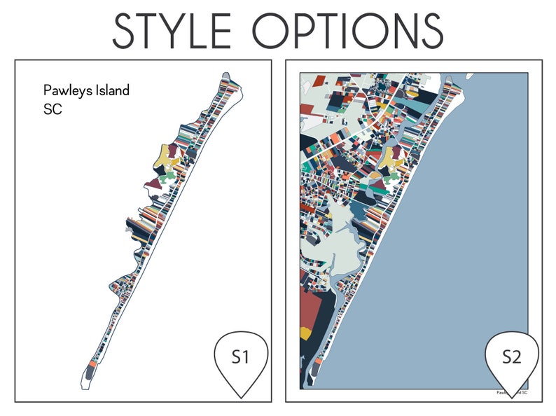 Pawley's Island SC Map Art Print Beach House Decor | Etsy