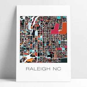 Raleigh, NC, City Streets, Oak City, Raleigh Poster, Raleigh NC Map ...