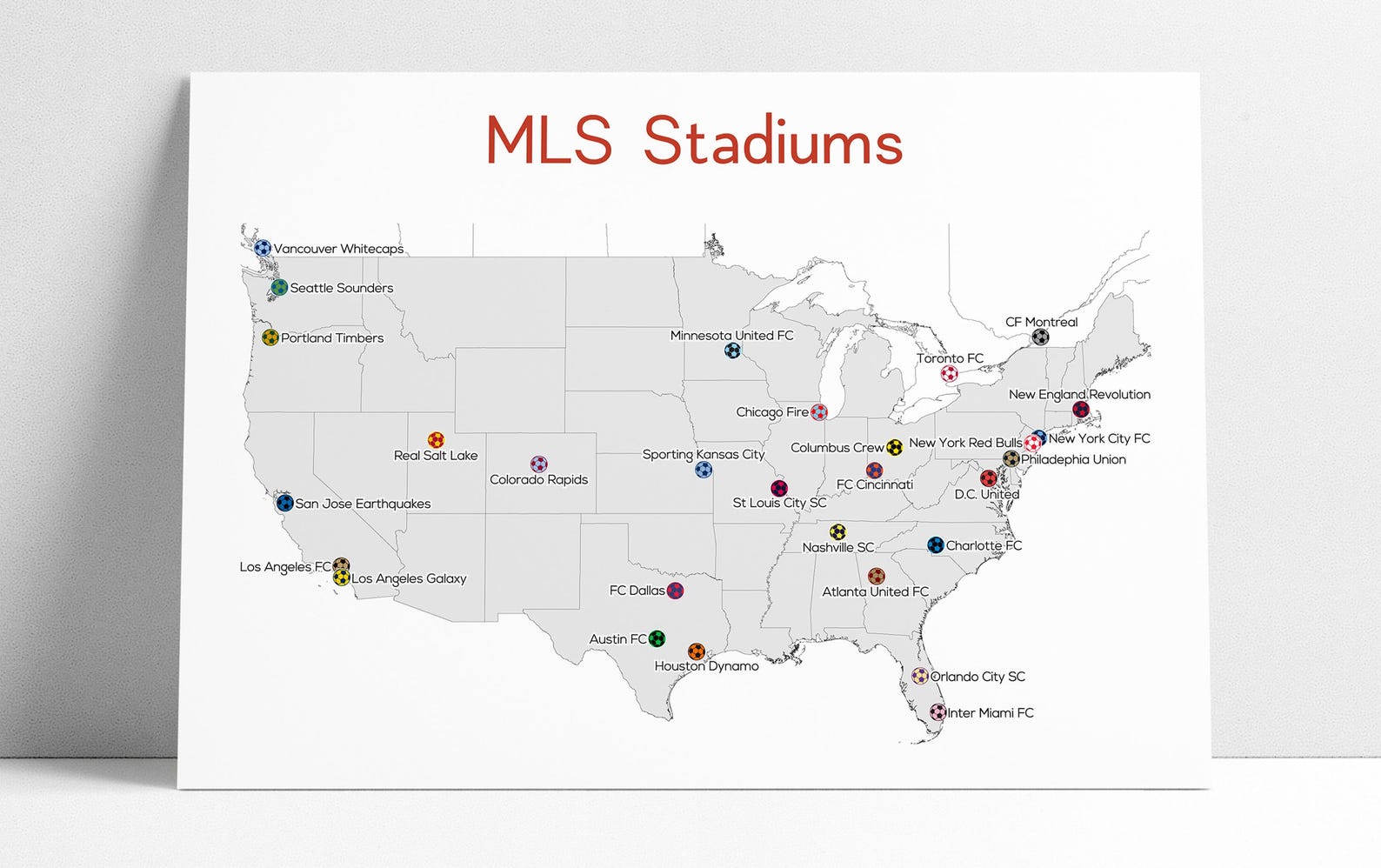 Major League Soccer MLS Stadiums Map Mens Soccer Art Print Gift - Etsy