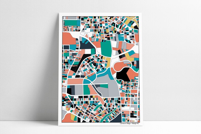 Cameron Village Raleigh NC Map Art Print: Abstract Home Decor - Etsy
