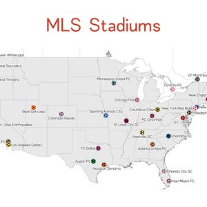 Major League Soccer MLS Stadiums Map Mens Soccer Art Print Gift - Etsy