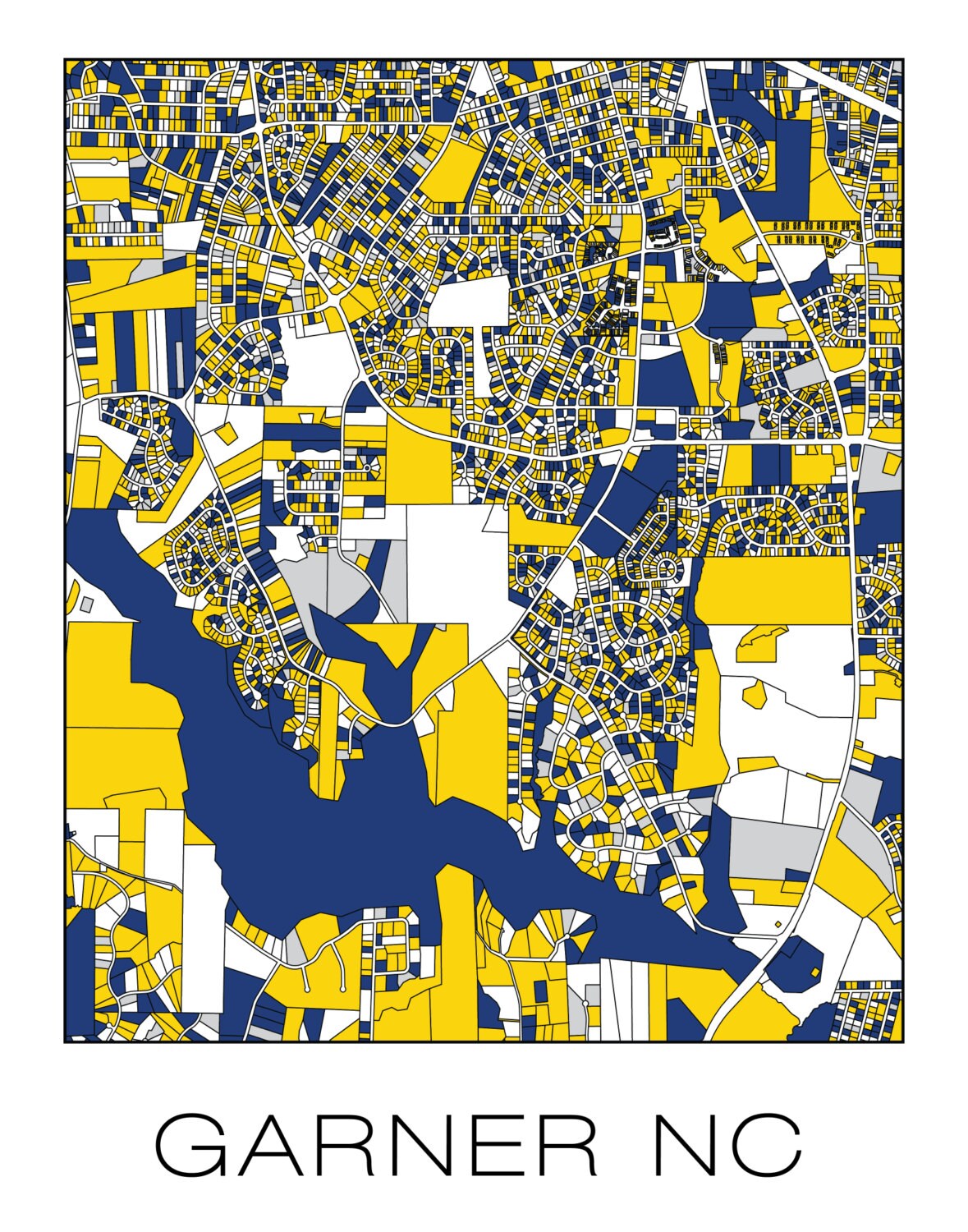 Garner NC Abstract Map Art Poster Print Garner NC North - Etsy