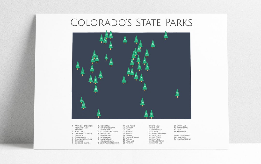 Colorado's State Parks Map Art Checklist Poster 2023 CO State Park ...