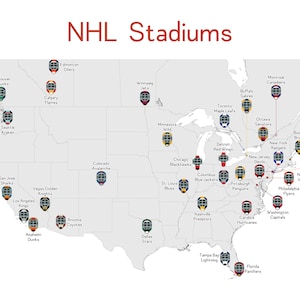 NHL Stadiums Map Hockey Christmas Gift for Him Hockey Stadiums Map Art ...