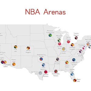 NBA Arenas Map: Basketball Stadiums Poster - Etsy