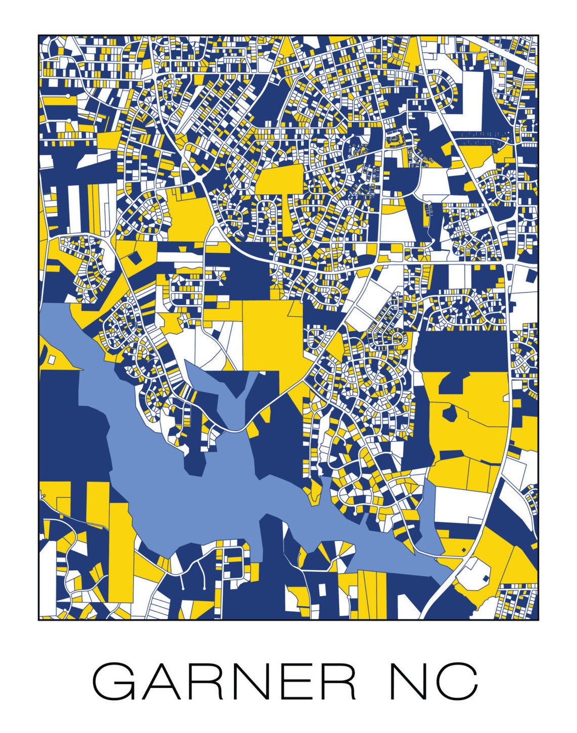 Garner NC Abstract Map Art Poster Print Garner NC North - Etsy