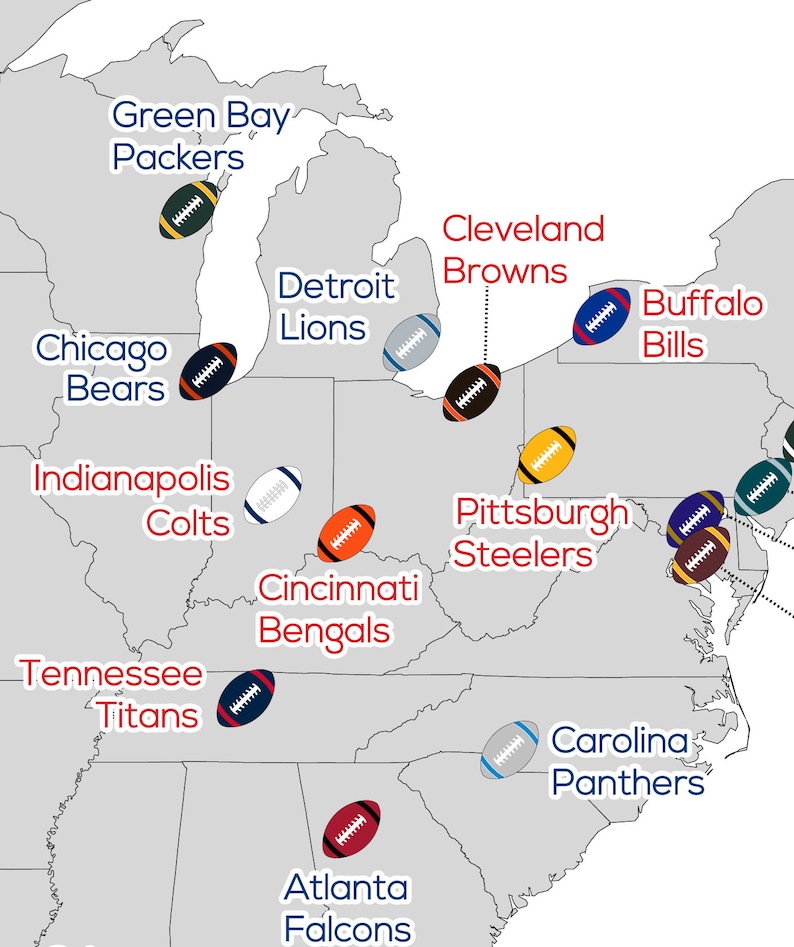NFL Stadiums Map Art Print: Football Fan Gift - Etsy