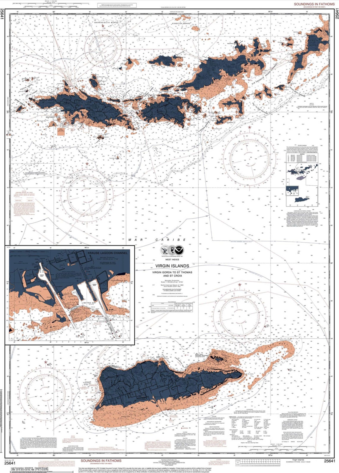 Virgin Islands Map US Virgin Islands noaa Nautical Chart US | Etsy