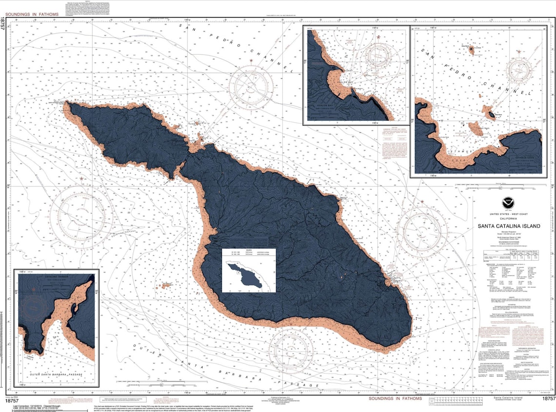 Catalina Island Nautical Chart Art Print: California Coast Map Poster ...