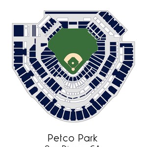 San Diego Padres Petco Park, MLB Stadium Map, Ballpark Map, Baseball ...