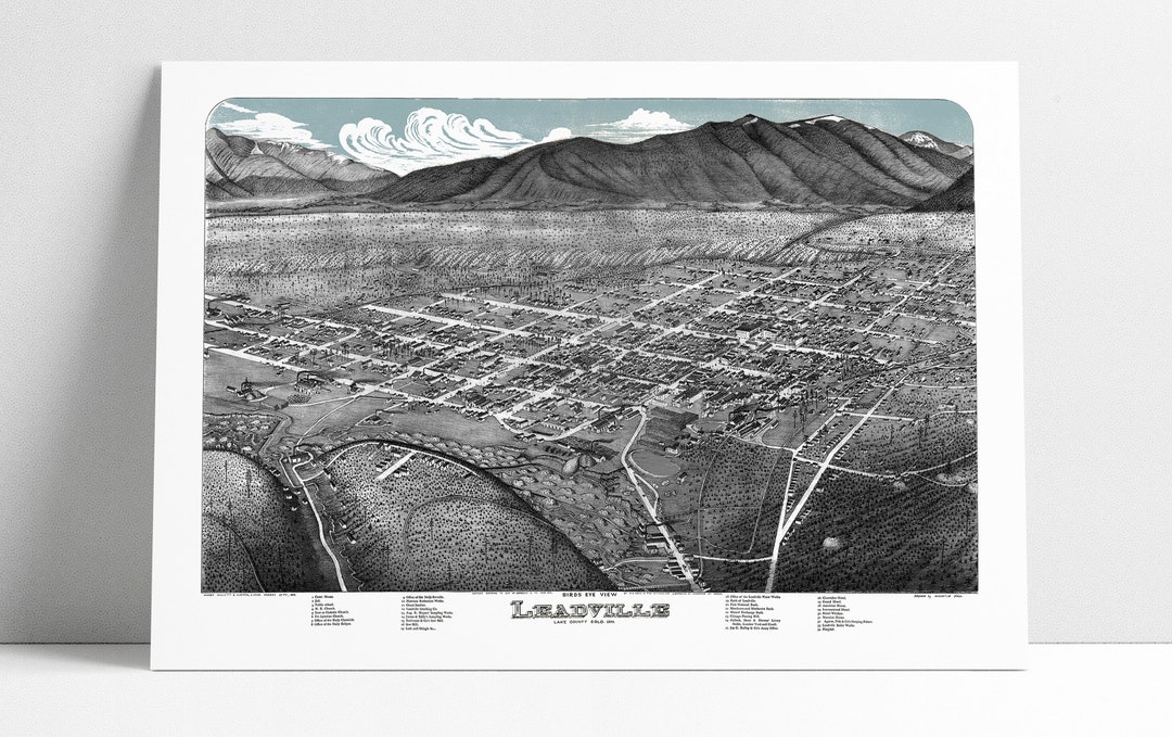 Leadville CO Birds Eye View Poster Print 1879 Leadville Colorado ...