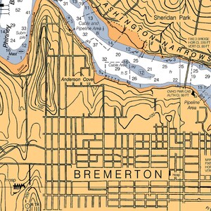 Seattle Map Art Print, Seattle Washington Noaa Nautical Chart Poster ...