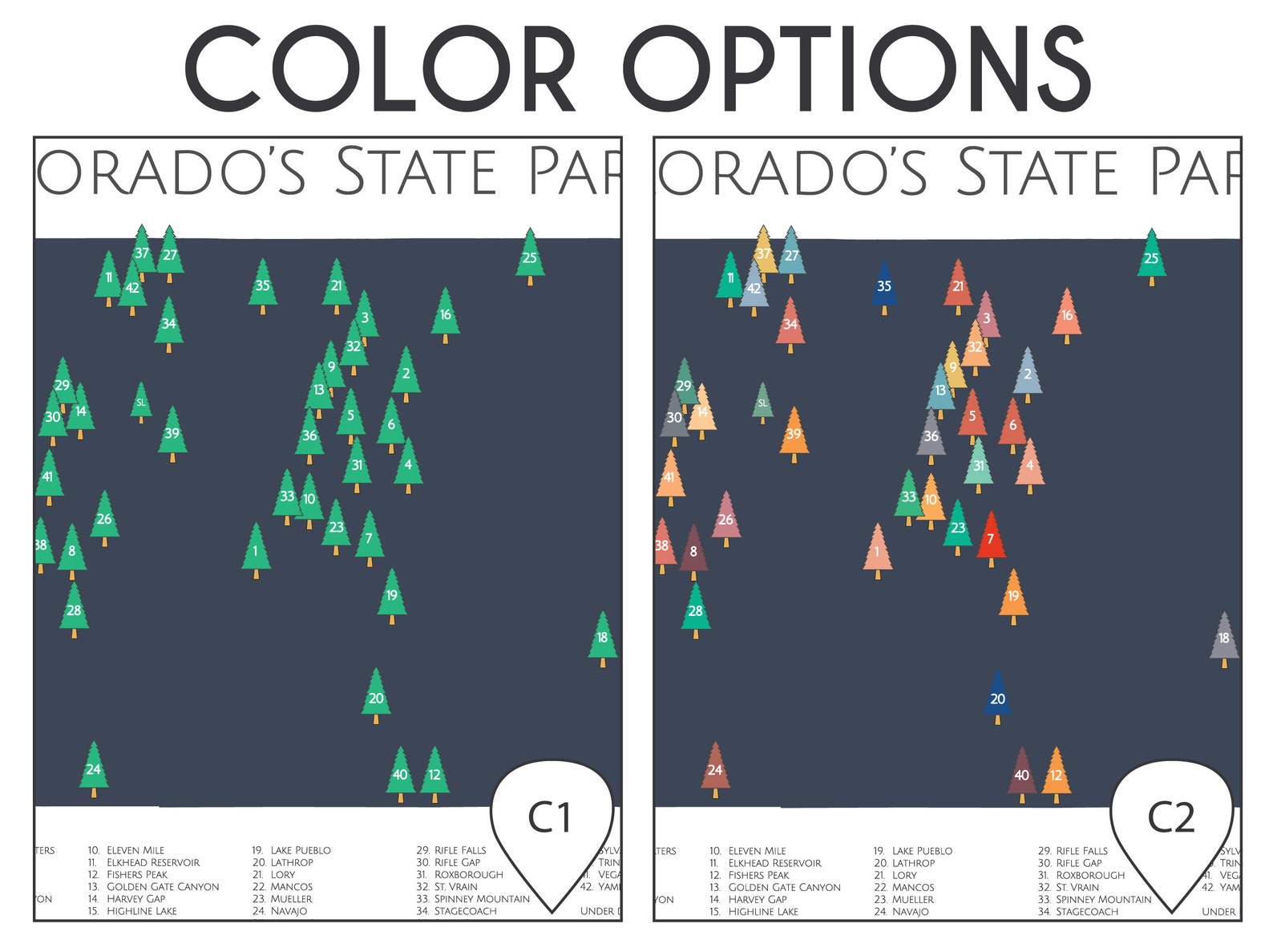 Colorado's State Parks Map Art Checklist Poster 2023 CO - Etsy