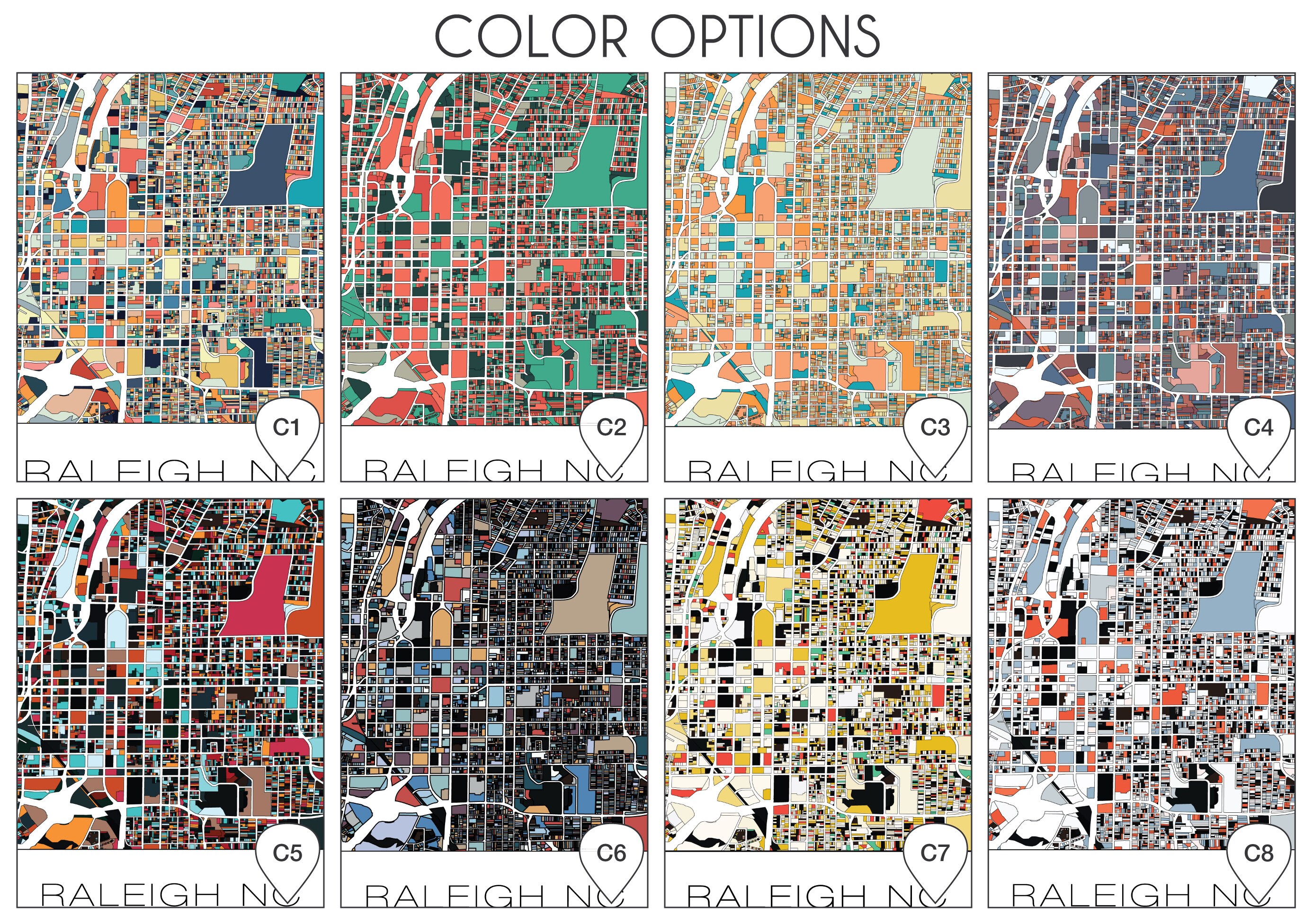 Raleigh NC City Streets Oak City Raleigh Poster Raleigh | Etsy