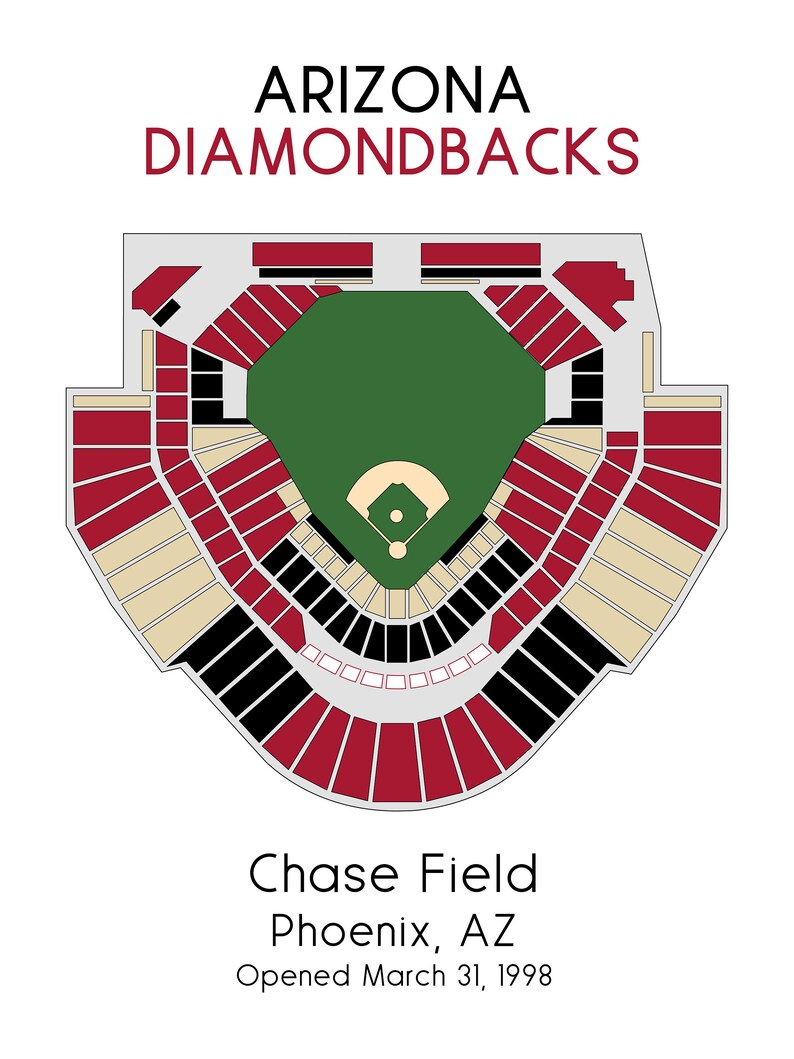Arizona Diamondbacks Baseball Map MLB Stadium Map Dbacks | Etsy