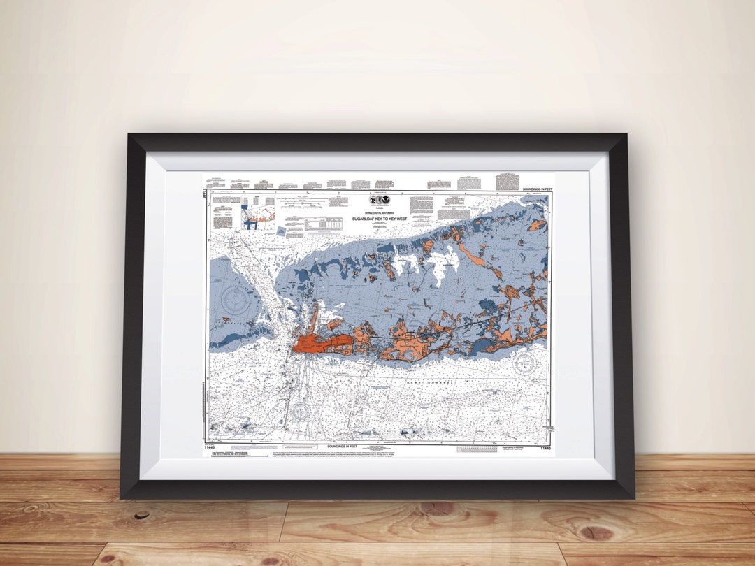 Florida Keys Nautical Chart Map Art Print, Florida Keys Print, Florida ...
