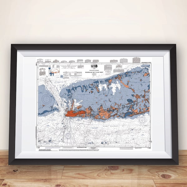 Florida Keys Map Nautical Chart - Etsy
