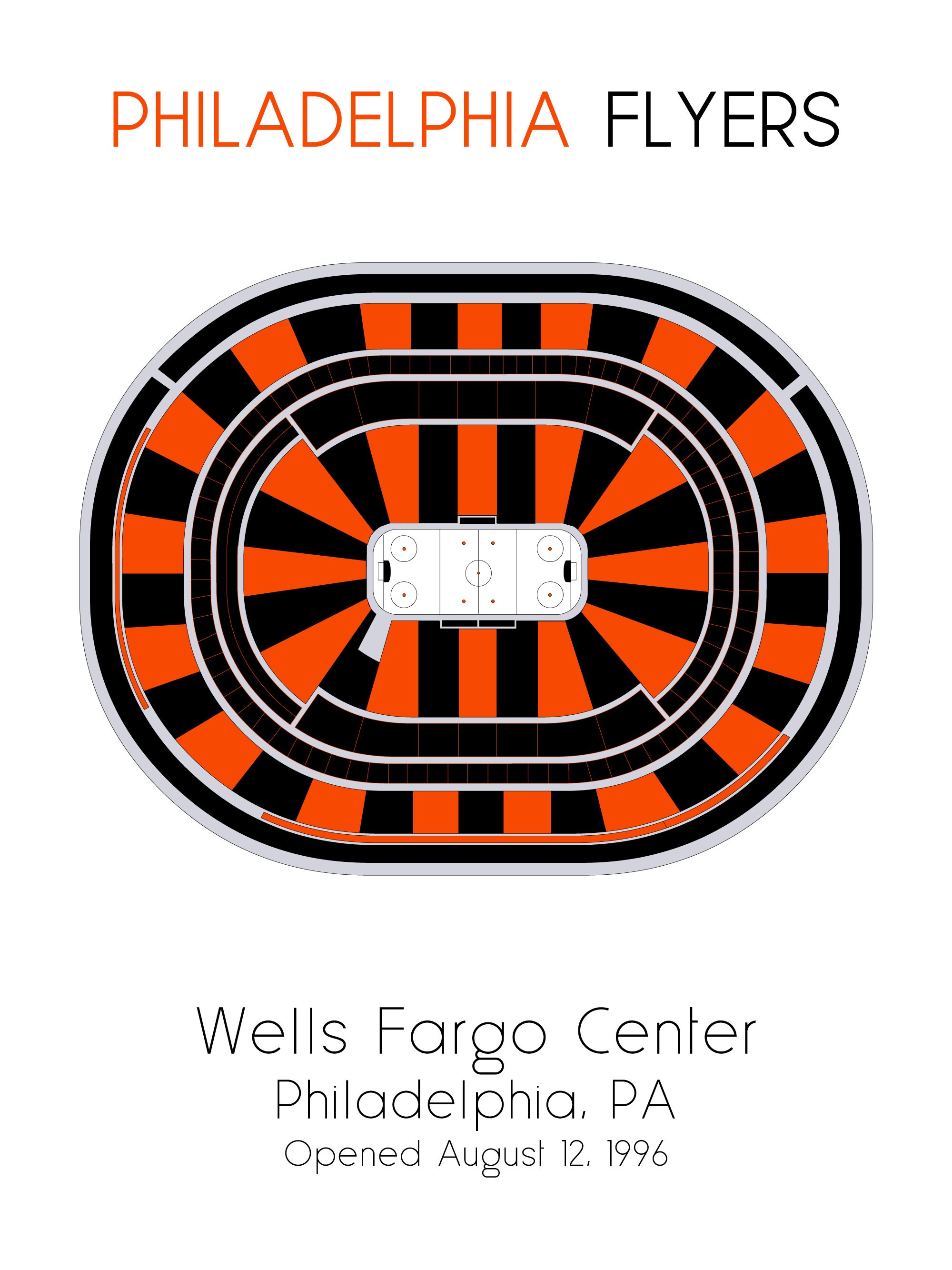 Philadelphia Flyers Seating Chart Poster: Wells Fargo Center NHL Arena ...