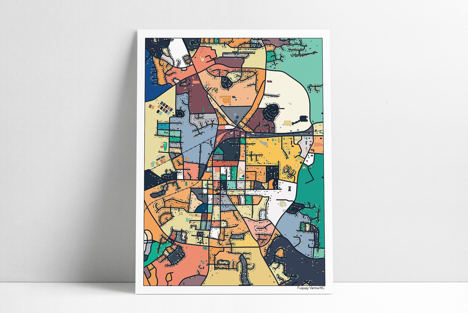 Fuquay Varina NC Print Wall Art Map Poster Housewarming Gift Downtown ...