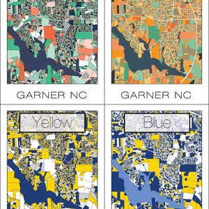 Garner NC Abstract Map Art Poster Print, Garner NC, North Carolina ...