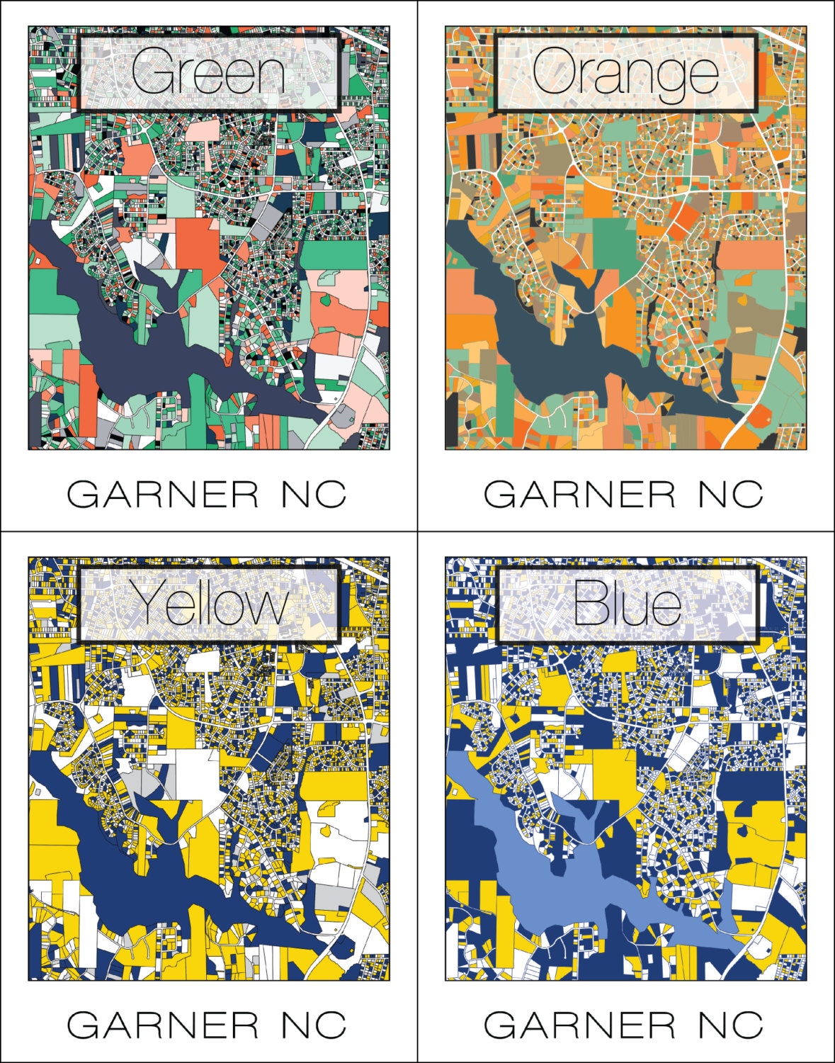 Garner NC Abstract Map Art Poster Print Garner NC North - Etsy