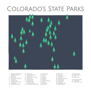Colorado's State Parks Map Art Checklist Poster 2023 CO State Park ...