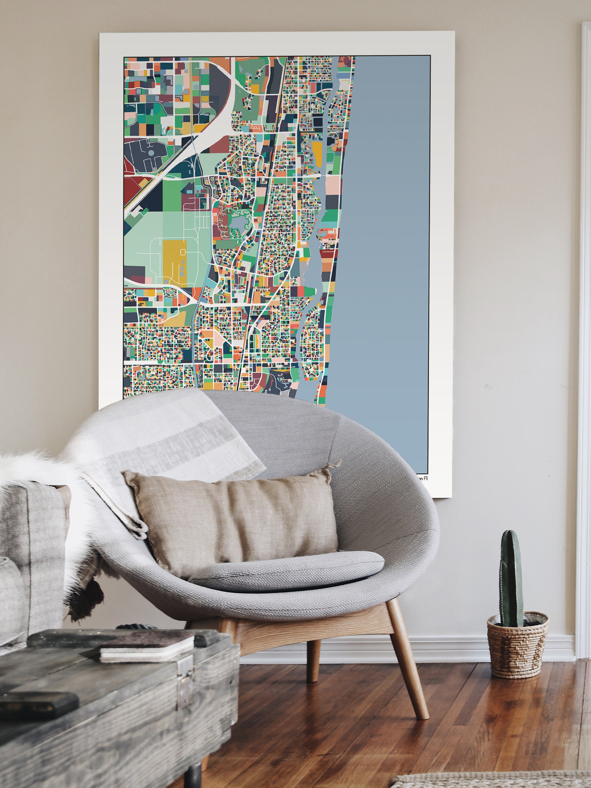 Boca Raton FL Map Art Print Poster Boca Raton Florida Beach | Etsy