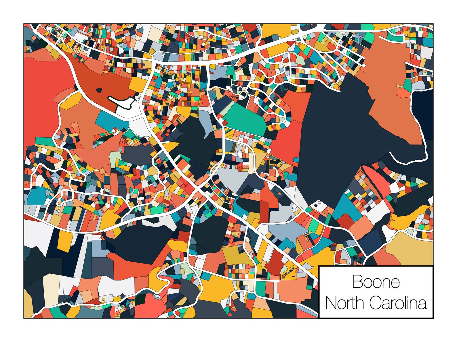 Boone NC Map Art Print Mountain Art Gift Idea ASU Boone | Etsy
