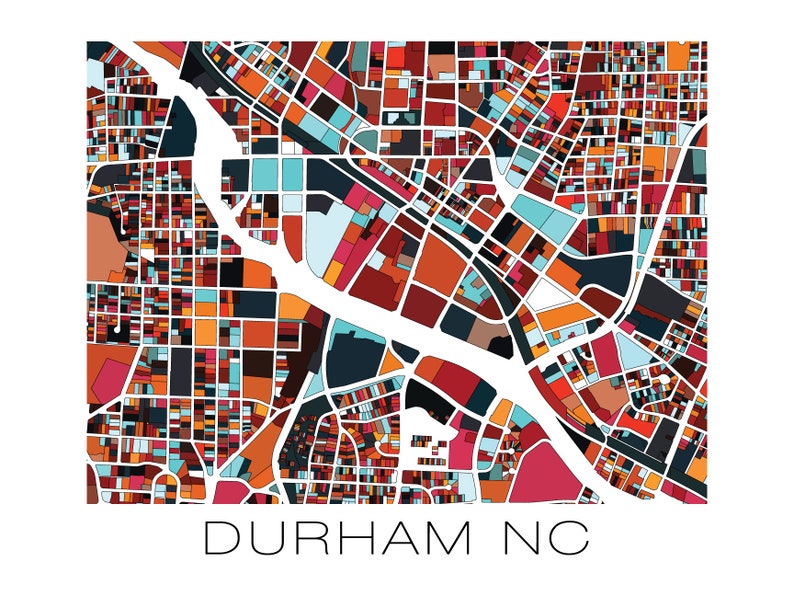 Durham NC City Map 3 Color Options Durham Art City - Etsy