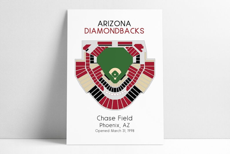 Arizona Diamondbacks Stadium Map Art Print: Chase Field Seating Chart ...
