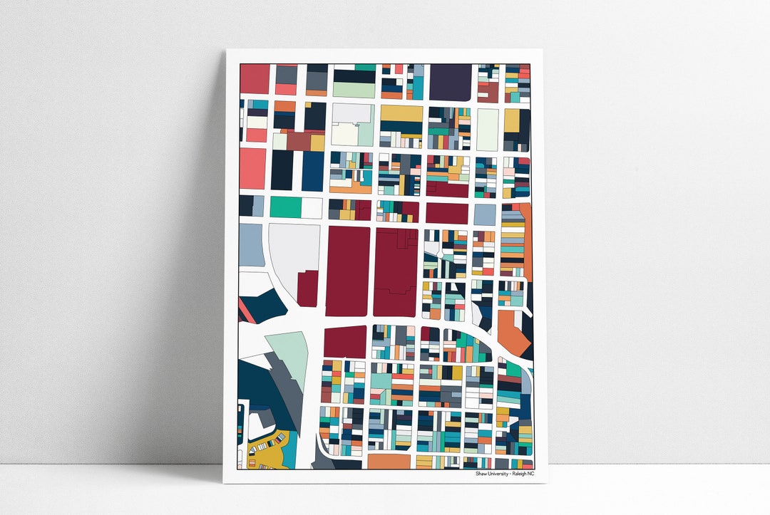 Shaw University Campus Downtown Raleigh NC Map Art Poster Print - Etsy