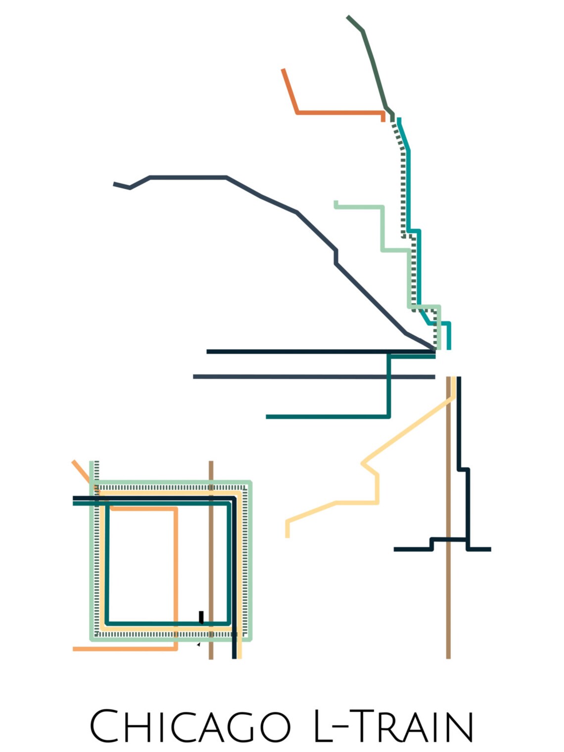 Chicago L-train Metro Map Transit Map Subway Map Subway - Etsy Canada