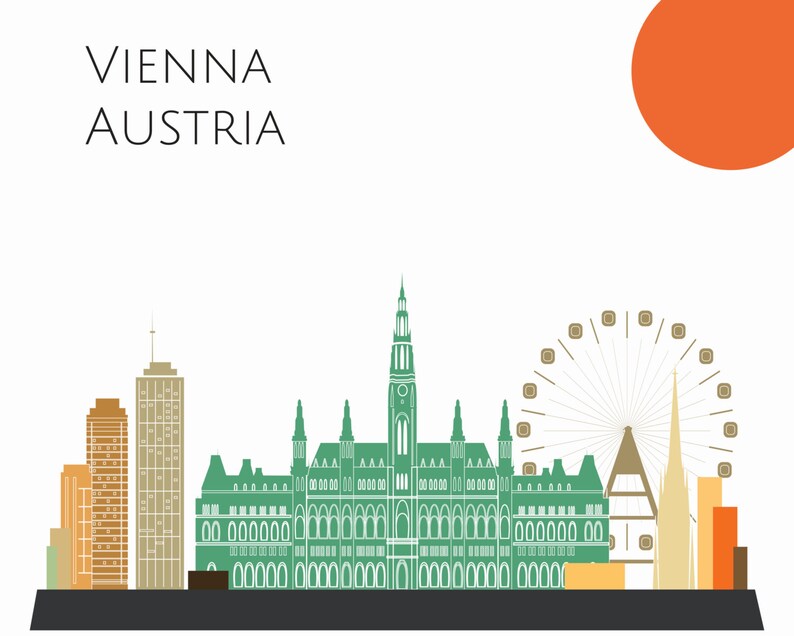 Vienna Cityscape Skyline Poster Print Vienna Art Skyline - Etsy