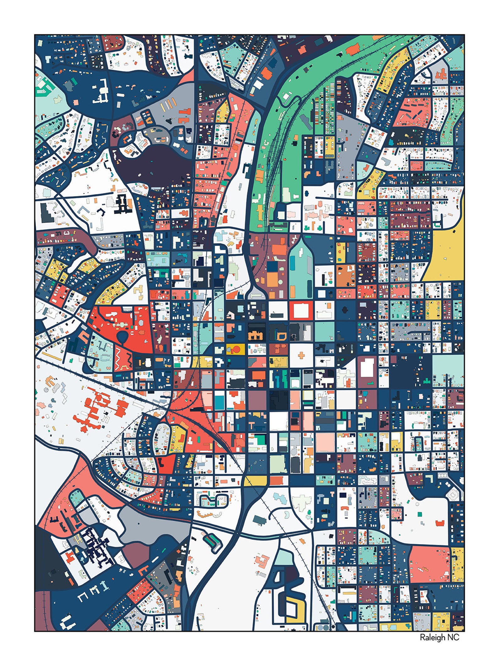 Raleigh Buildings City Streets Wall Art Map Print Poster | Etsy
