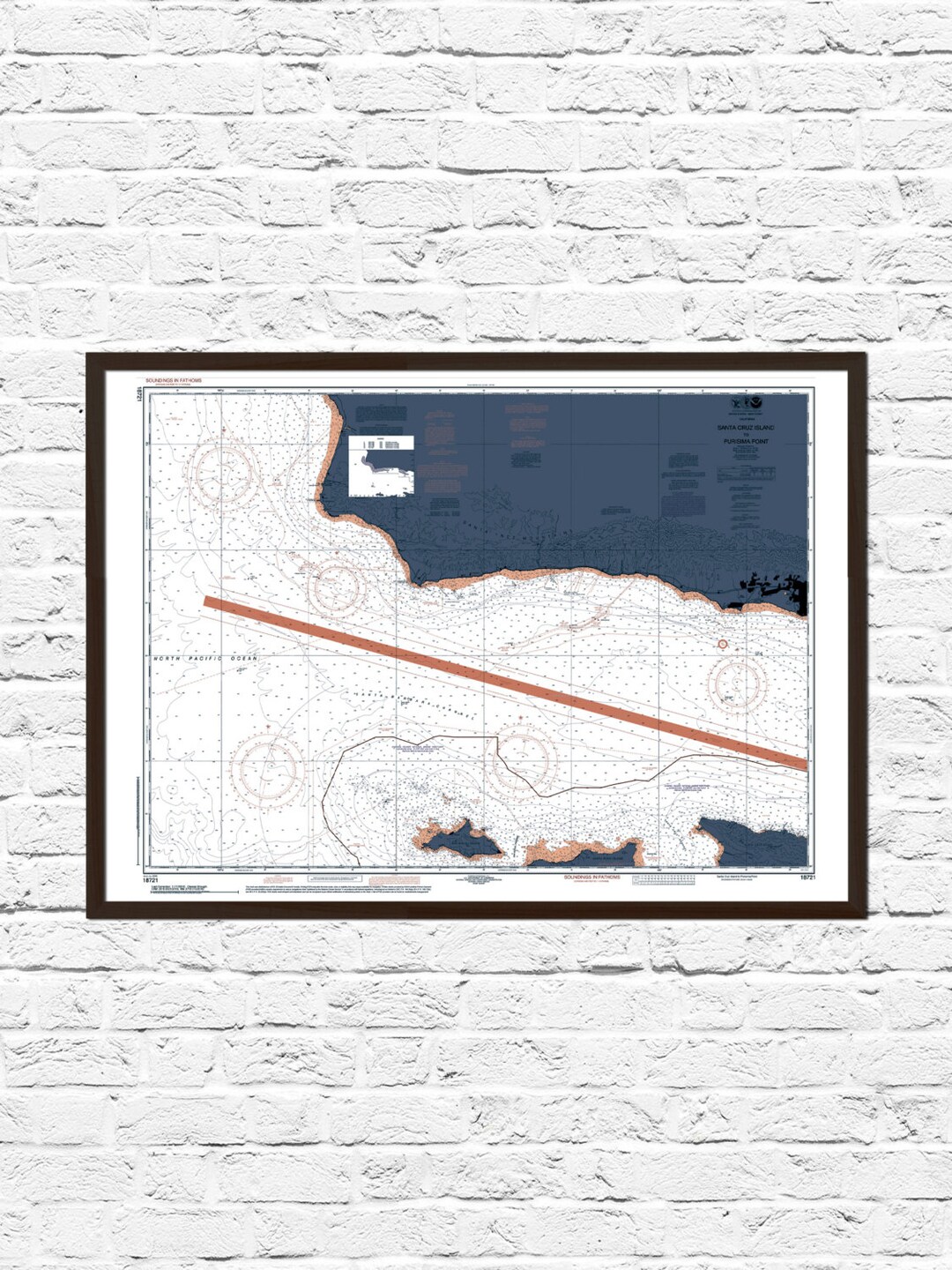 Lompoc CA Nautical Chart Map Art Poster Print, California Wall Art ...