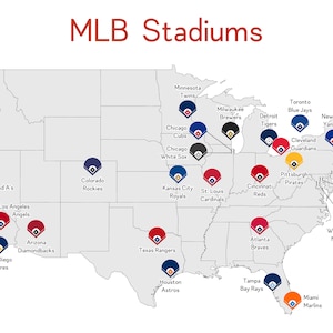 MLB Stadiums Map Art Print: Baseball Fan Gift - Etsy