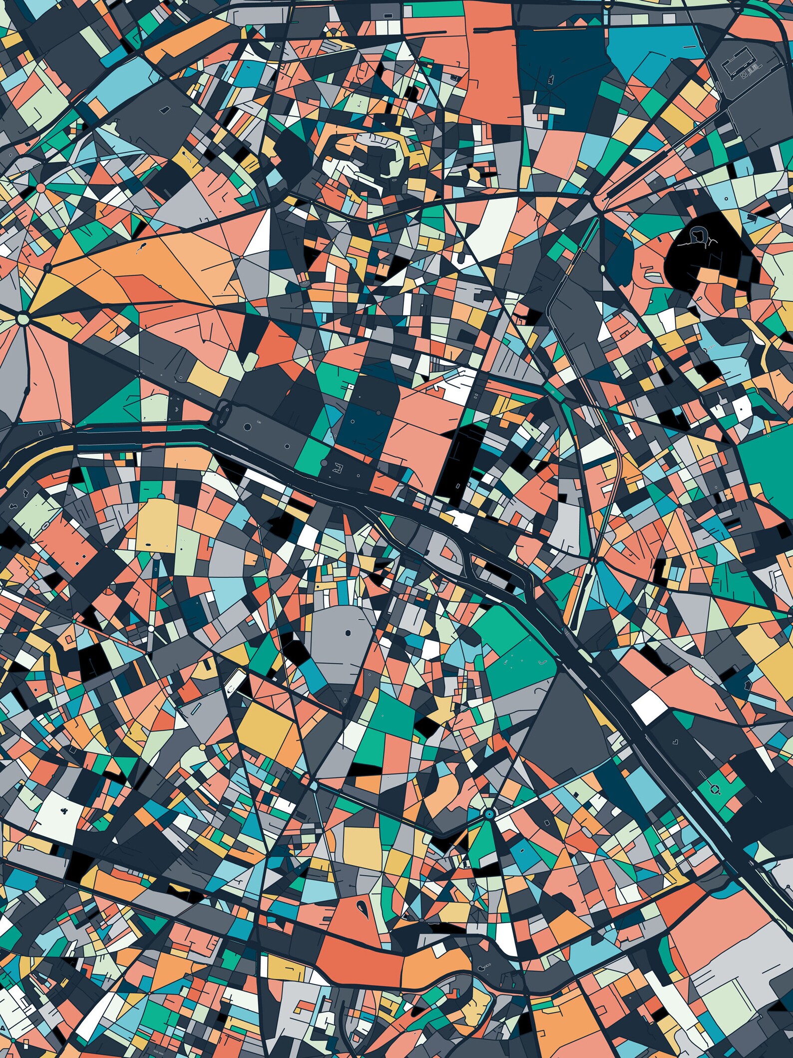 Paris France Abstract Map Art Print Valentines Day Gift Paris - Etsy