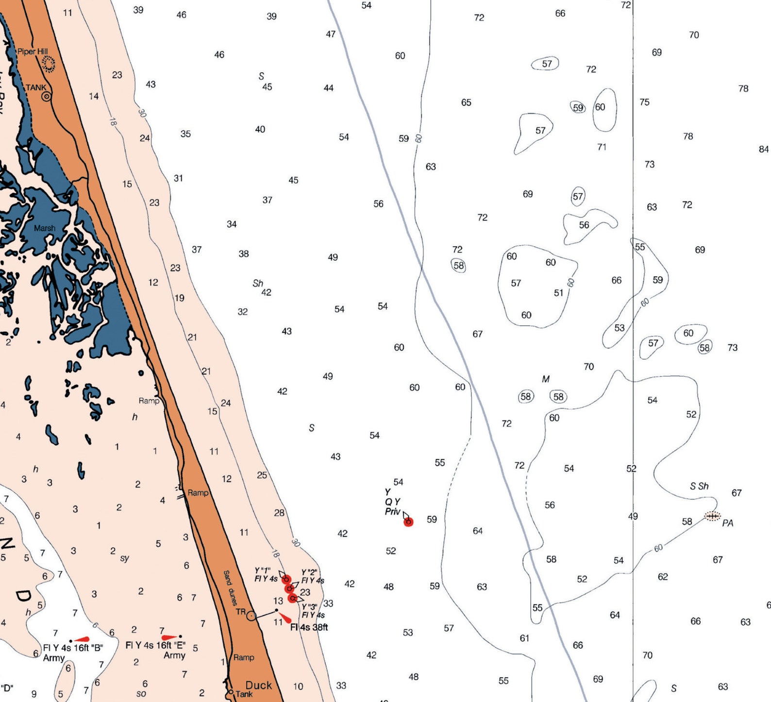 NC Coastal Nautical Chart Map Art Print Currituck NC | Etsy