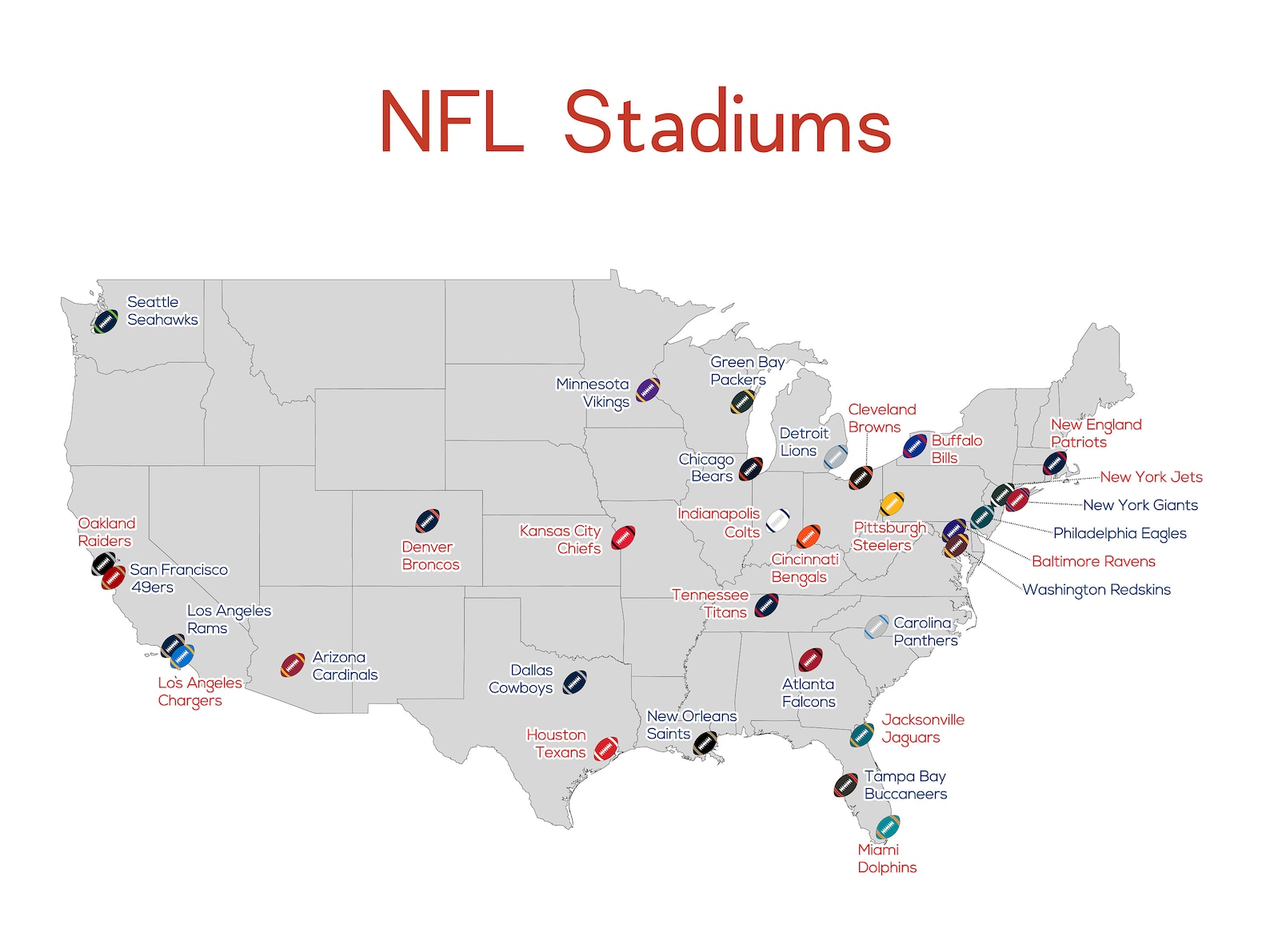 NFL Stadiums Map Man Cave Football Stadiums Print Football Fan - Etsy